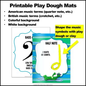 Music Symbol Play Dough Mats and Tracing Mats for Piano Lessons and ...