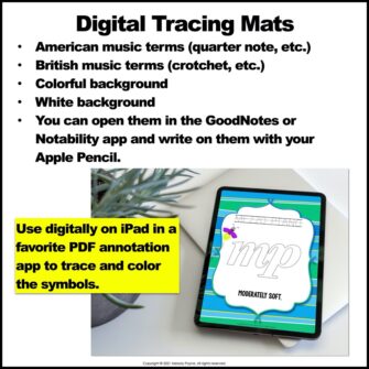 Music Symbol Play Dough Mats and Tracing Mats for Piano Lessons and ...