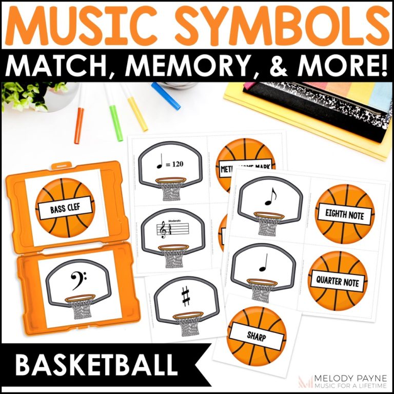 Basketball Music Symbols Matching Games for Piano & Music Class - Slam ...