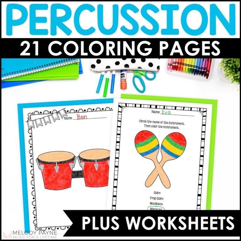 Classroom Percussion Instruments Music Coloring Pages and Worksheets ...
