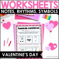 Valentine's Day Music Worksheets - Notes, Music Symbols, Rhythms, and ...