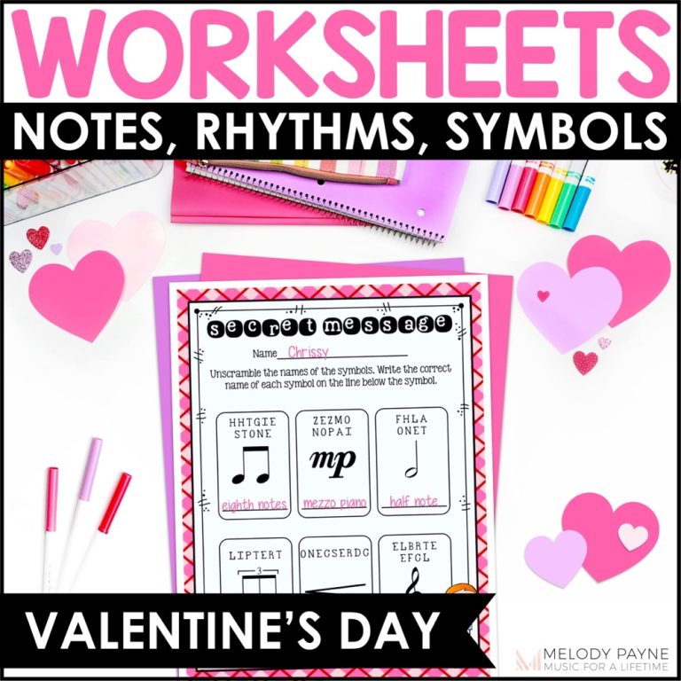 Valentine's Day Music Worksheets - Notes, Music Symbols, Rhythms, and ...