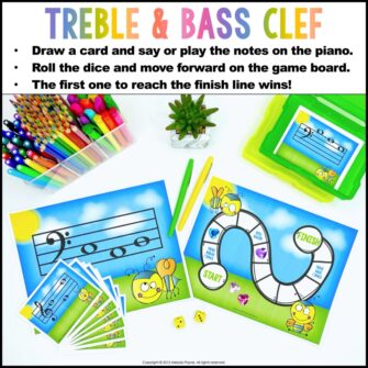 Treble and Bass Clef Note Reading Game - Summer Music Spelling Bee Note ...