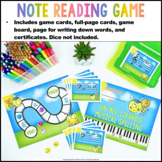 Treble and Bass Clef Note Reading Game - Summer Music Spelling Bee Note ...