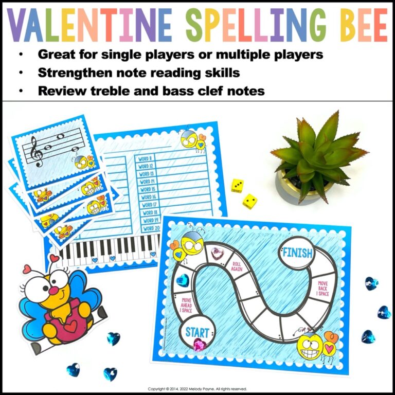 Valentine's Day Music Spelling Bee Game for Piano Lessons - Treble ...