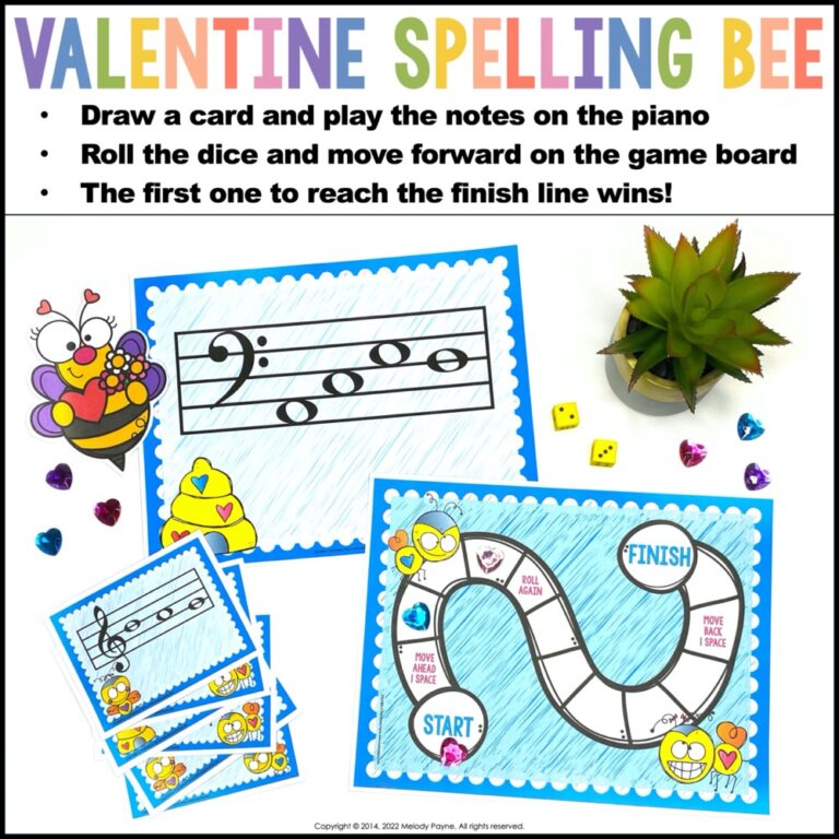 Valentine's Day Music Spelling Bee Game for Piano Lessons - Treble ...