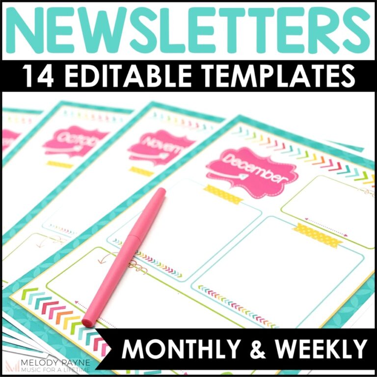 14 Vibrant Colorful Classroom Newsletter Templates - Editable Monthly ...