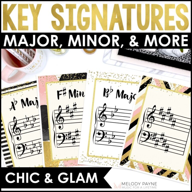 Key Signatures Posters for Music Class & Piano Lessons - Chic & Glam ...
