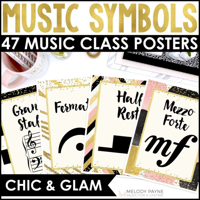 Music Symbols & Terms Posters - Chic & Glam Music Classroom Decor ...