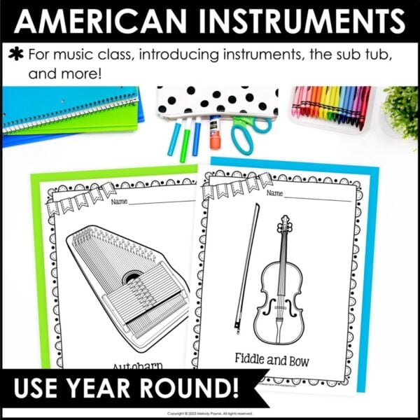 American Folk Instruments Music Coloring Pages - Elem. Music Coloring ...