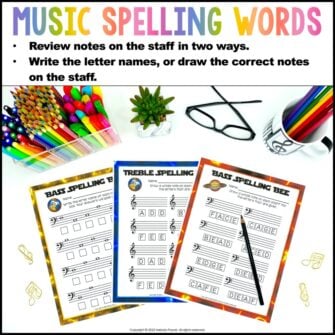 Music Spelling Bee Worksheets: Staff Wars Space-Themed Treble & Bass ...
