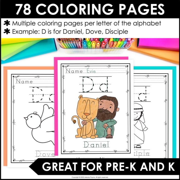 Bible ABC Coloring Book for Preschool - 78 Bible Pictures with ...