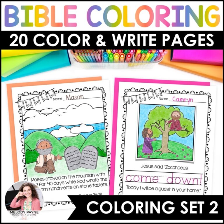 Bible Coloring Pages Set 2 - Bible Characters, Scripture Verses ...