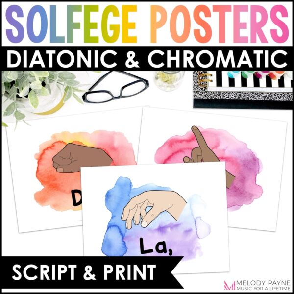 Solfege Hand Sign Posters - Kodaly, Curwen - Watercolor Music Classroom ...