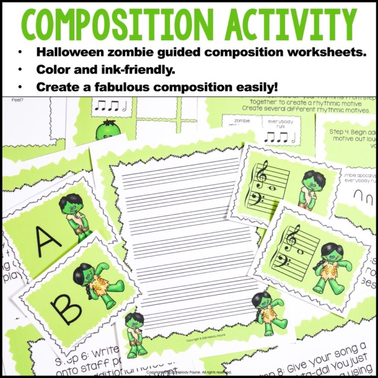 Zombie Composing Guided Music Composition Activity and Worksheets for ...