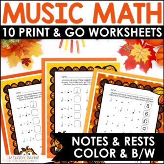 Fall Music Math Rhythm Worksheets for Piano & Music Class - Music Math ...