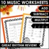 Fall Music Math Rhythm Worksheets for Piano & Music Class - Music Math ...