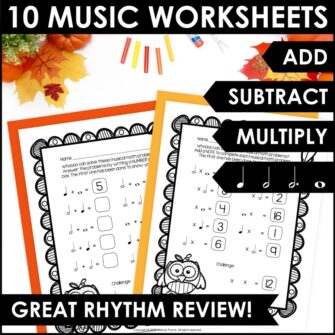 Fall Music Math Rhythm Worksheets for Piano & Music Class - Music Math ...
