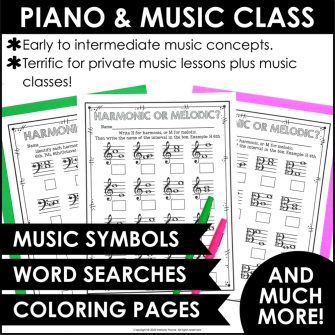200 Music Theory Worksheets - Music Class & Piano - Note Reading ...