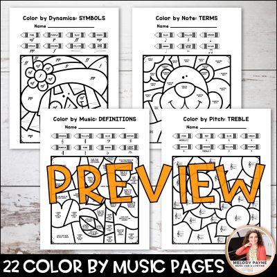Music Coloring Pages - Color by Note for Valentine's Day - Treble ...