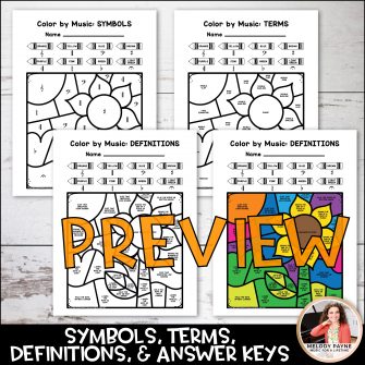 Fall and Autumn Color by Music Coloring Pages - Notes, Symbols, Rhythms ...