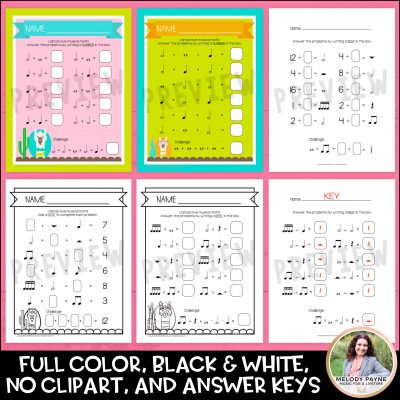 Music Math Rhythm Worksheets MEGA Set - Add, Subtract, Multiply Note ...