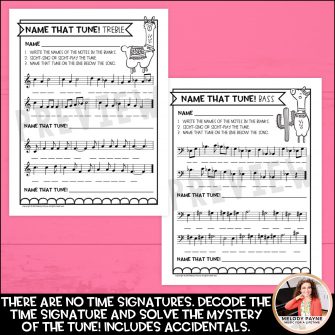 Folk Songs - Name That Tune Treble and Bass Clef Note Naming Music ...