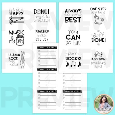 Positive Printable Sticky Notes Templates - To Do List, Music Practice ...