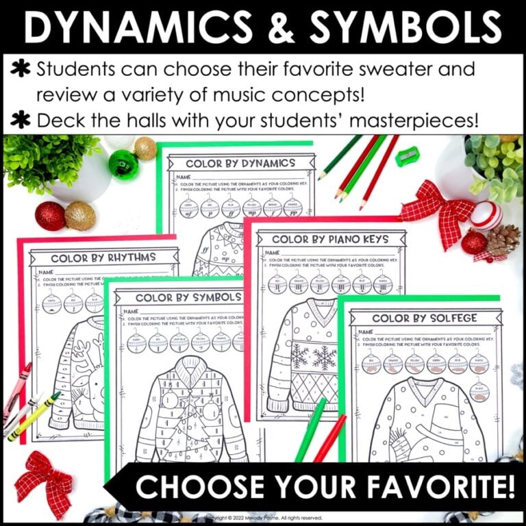 Christmas Music Coloring Pages - Ugly Sweaters - Notes, Symbols ...