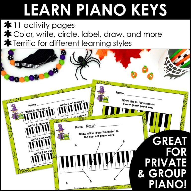 Piano Keyboard Music Worksheets & Activities - Halloween Piano Keys Are ...