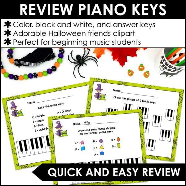 Piano Keyboard Music Worksheets & Activities - Halloween Piano Keys Are ...