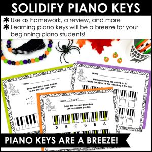 Piano Keyboard Music Worksheets & Activities - Halloween Piano Keys Are ...