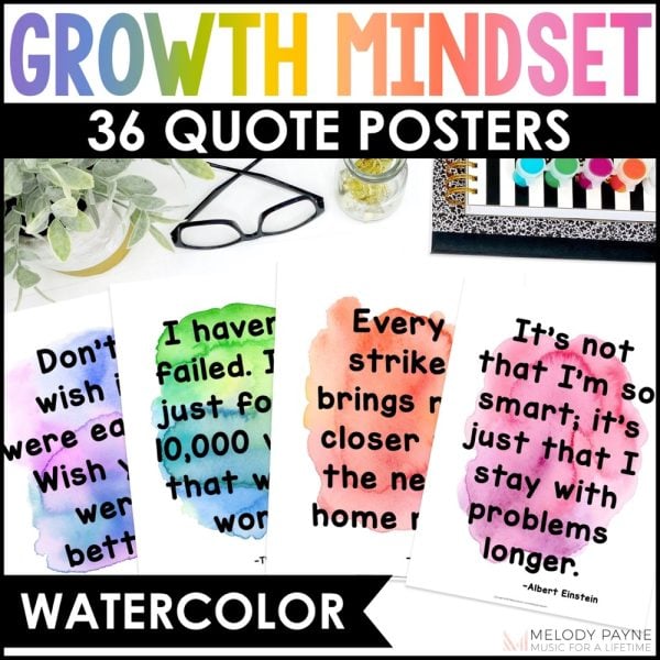 36 Growth Mindset Posters - Rainbow Watercolor Classroom Decor in Print ...