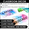 Rainbow Watercolor Classroom Rules Posters - Script & Print Fonts Class ...