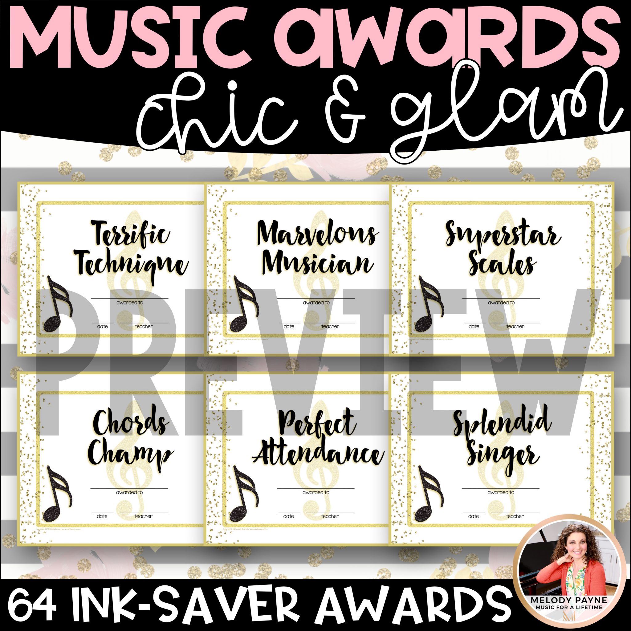 24 Printable Editable Music Awards Certificates for Piano Recitals and ...
