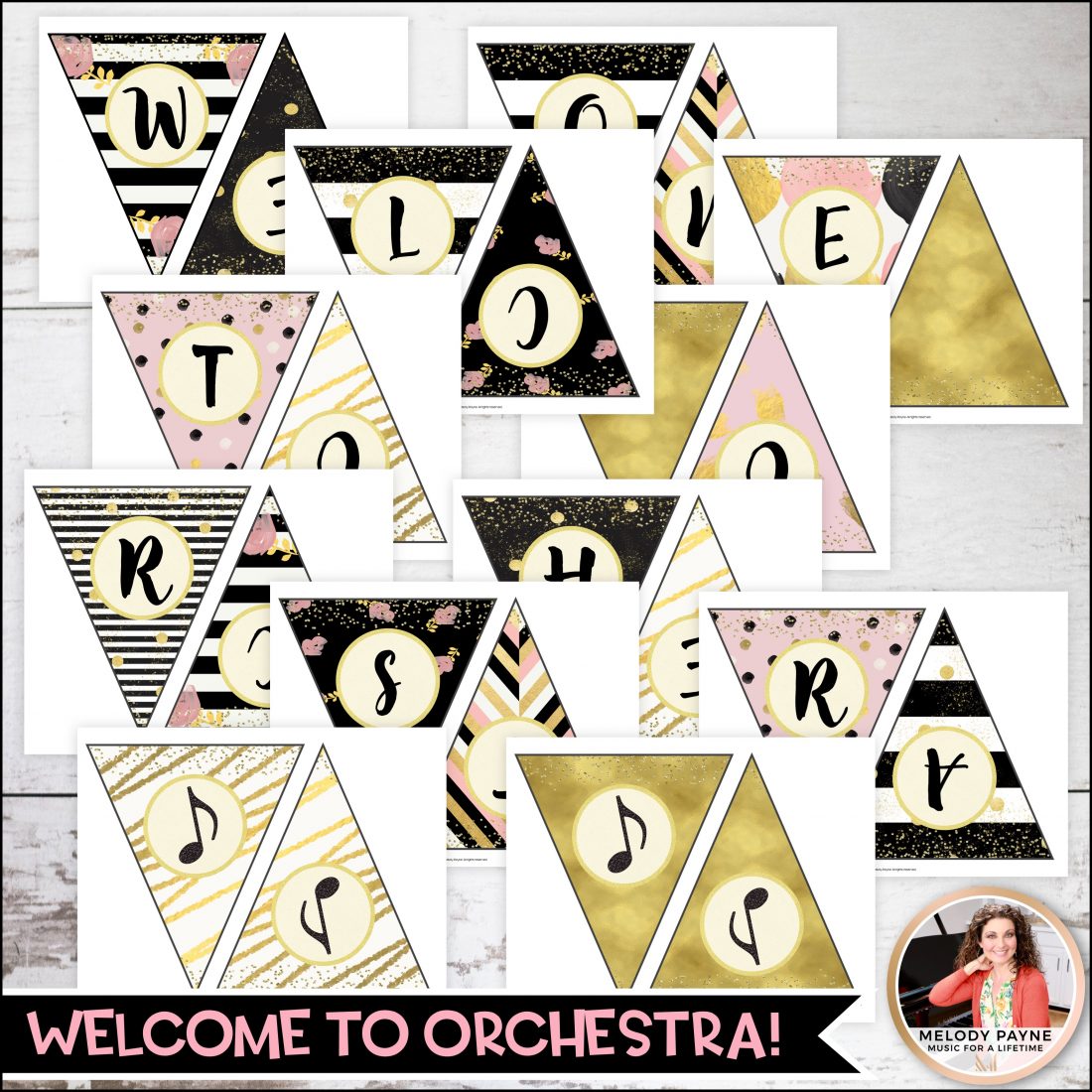 Welcome to Music Piano Choir Band Banner - Chic & Glam Music Classroom ...