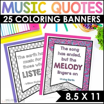 25 Music Quotes Coloring Pages and Banners - Music Classroom Decor ...