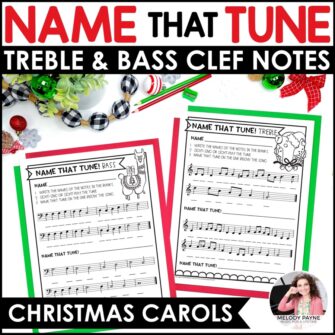 Name That Tune Christmas Music Worksheets in Treble and Bass Clef ...