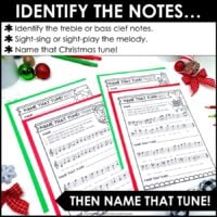 Name That Tune Christmas Music Worksheets in Treble and Bass Clef ...