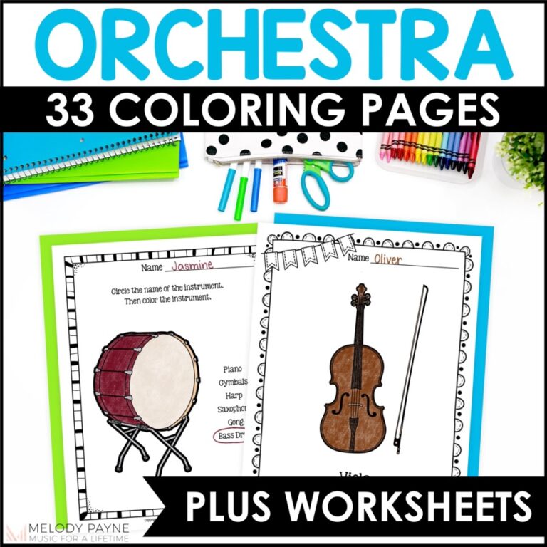 Instruments of the Orchestra Coloring Pages & Worksheets - Elementary ...