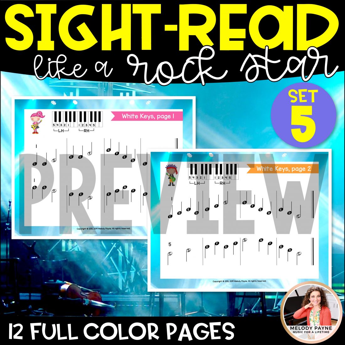 Sight-Read Like A Rock Star, Set 5: White Keys with Letters - Melody ...