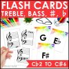 Music Note Flash Cards - Treble & Bass Clef Notes - Grand Staff ...