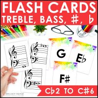 Music Note Flash Cards - Treble & Bass Clef Notes - Grand Staff ...