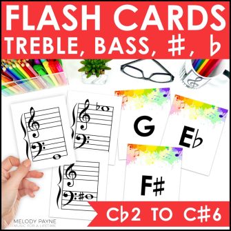 Music Note Flash Cards - Treble & Bass Clef Notes - Grand Staff ...