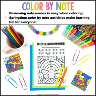 Spring Color by Note Music Coloring Pages - Treble Clef & Bass Clef ...