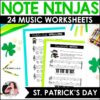 Music Worksheets for St. Patrick's Day - Note Ninjas Treble, Bass ...
