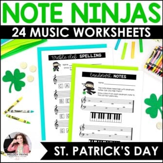 Music Worksheets for St. Patrick's Day - Note Ninjas Treble, Bass ...