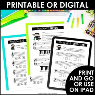 Music Worksheets for St. Patrick's Day - Note Ninjas Treble, Bass ...