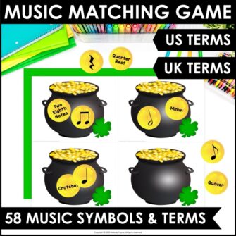 St. Patrick's Day Music Activities - Music Symbols Matching Game ...