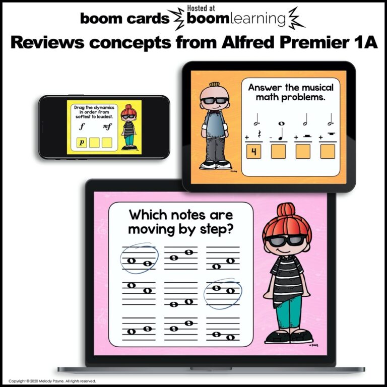 Beginning Piano Music Boom™ Cards Primer Level Piano Lessons 1A - Notes ...
